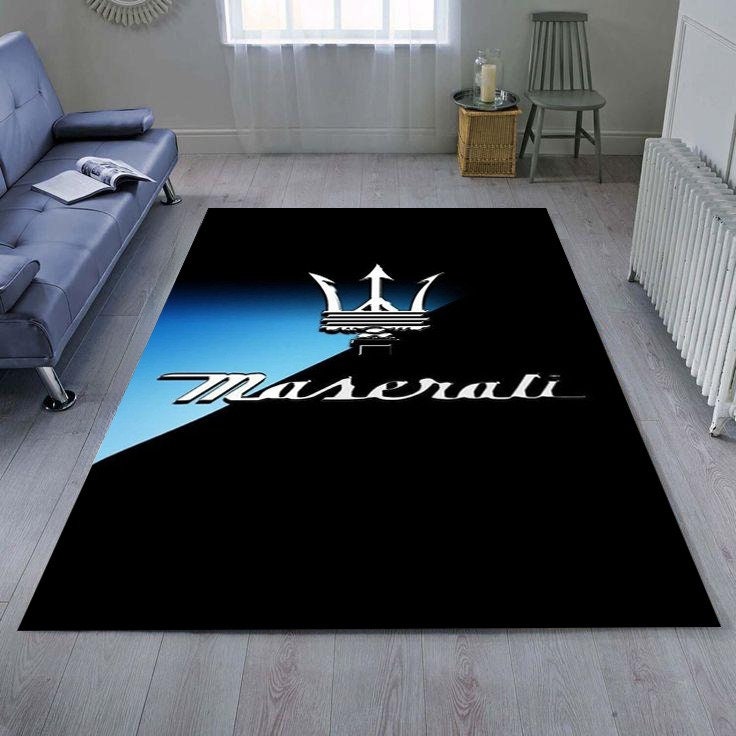 Maserati Logo Rug, Car Brand Logo Rug, Man Cave Rug, Living Room Rug ...