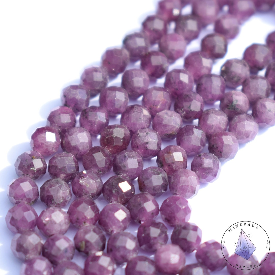 4mm Natural Untreated Myanmar Ruby AA Faceted Round Beads, Loose ...