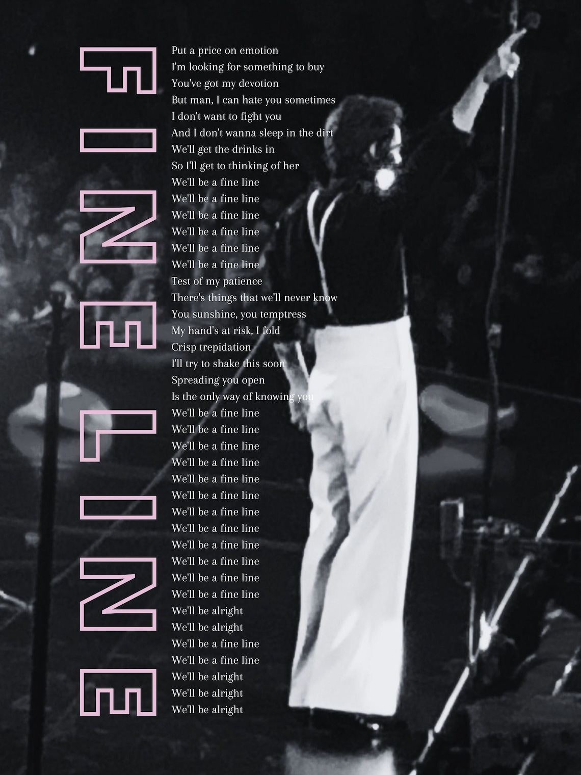 Fine Line Lyrics Poster Harry Styles Customizable, Harry Styles Merch ...