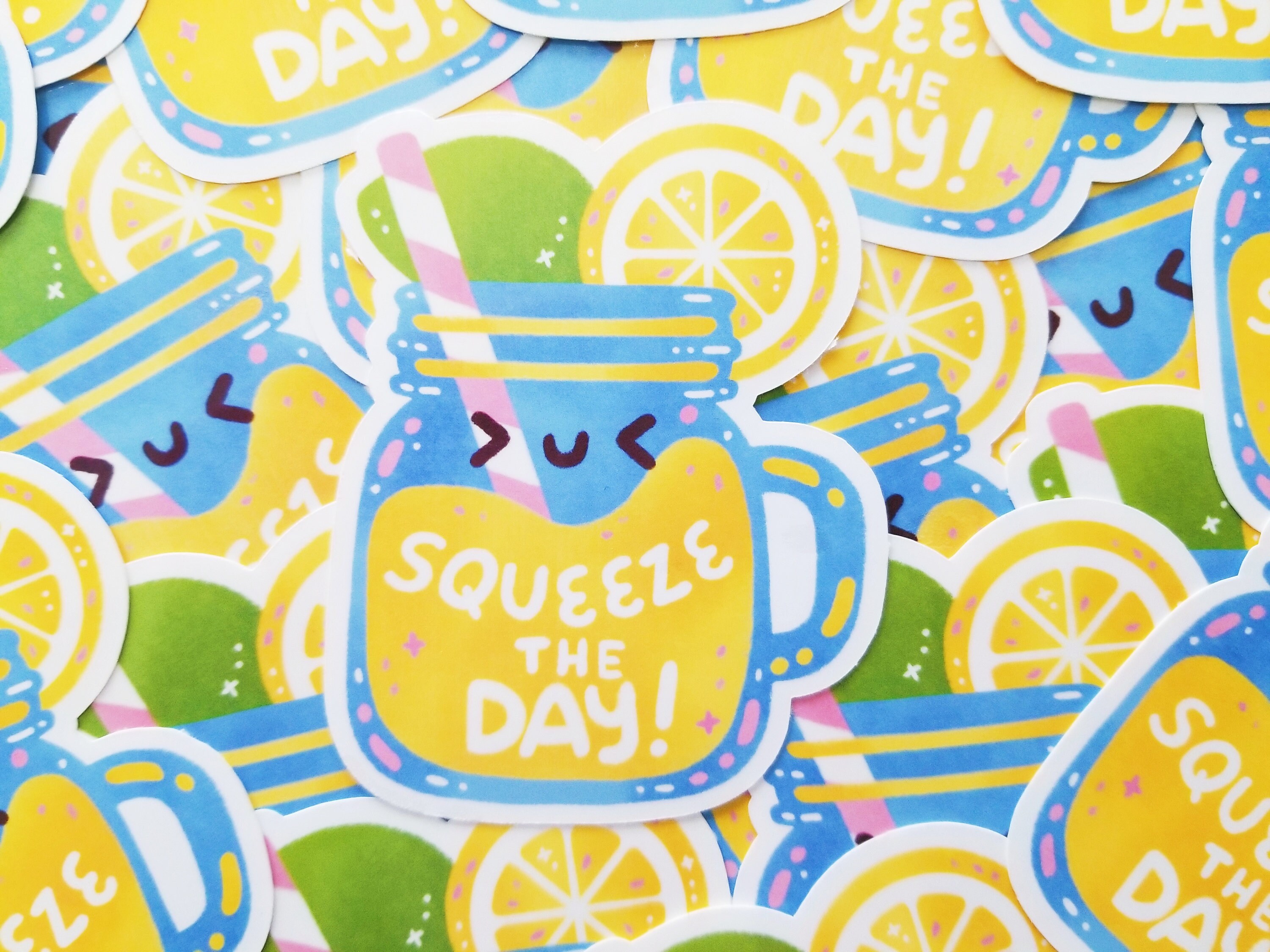 Squeeze the Day Glossy Sticker Food Pun Sticker Lemon - Etsy