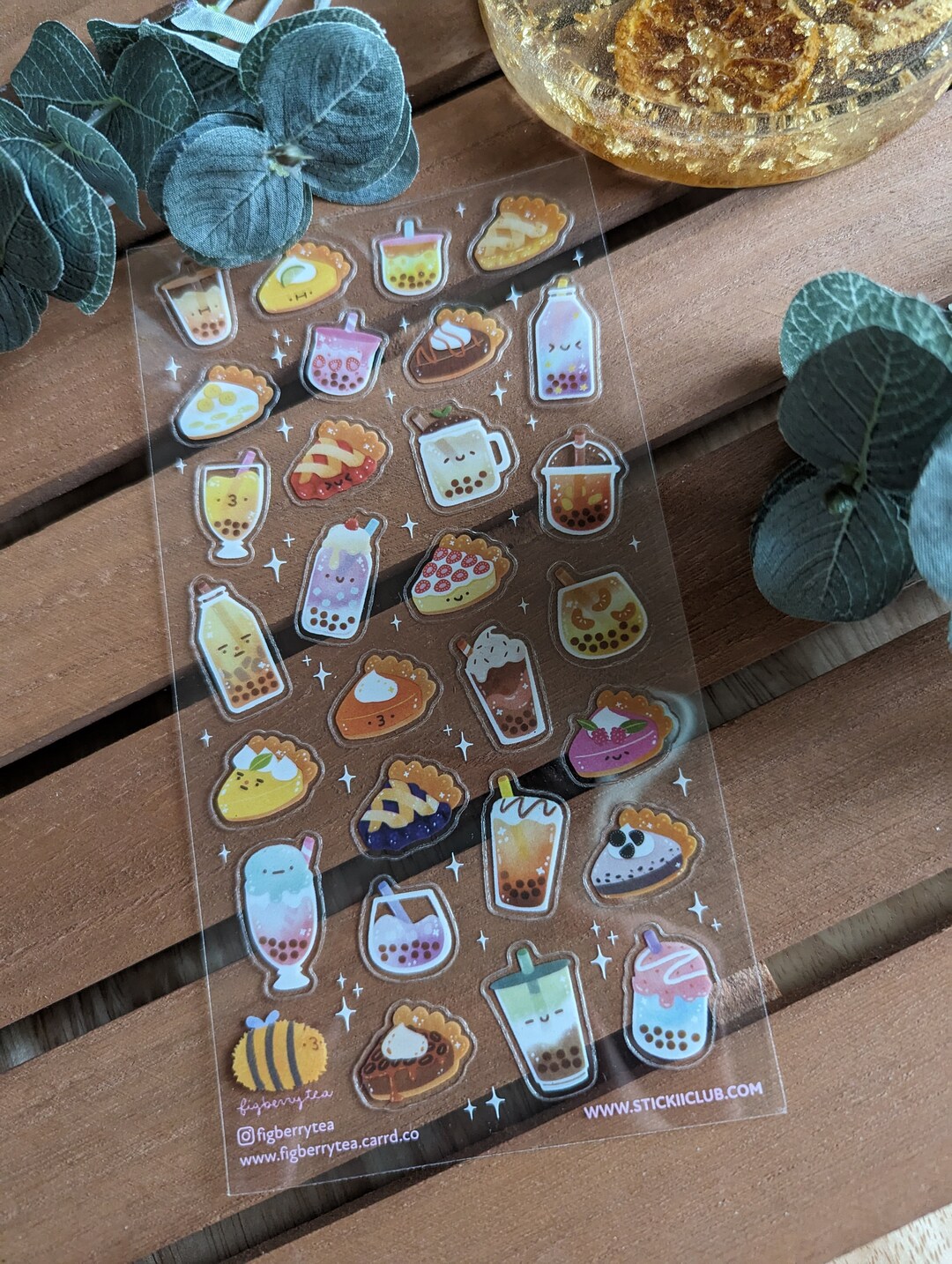 Boba & Pie Clear Sticker Sheet: Kawaii Vinyl Stickers - Etsy