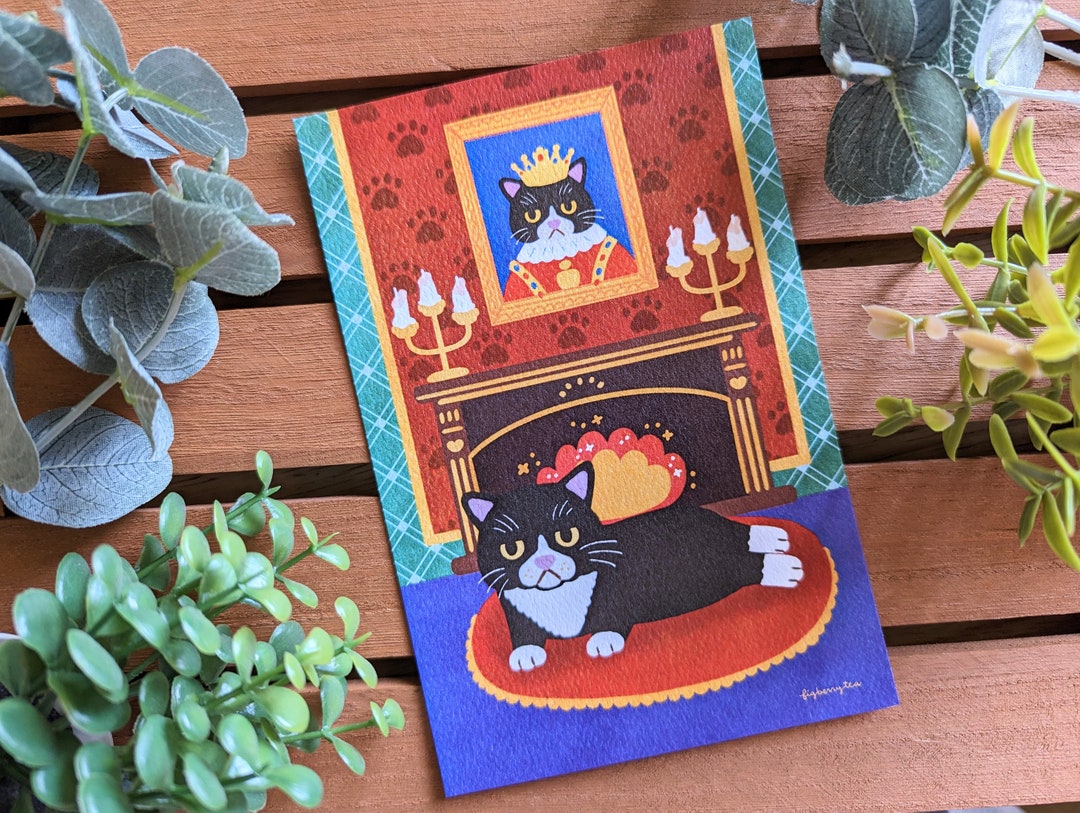 Pepe the Cat Art Print | Kawaii Royal Tuxedo Cat Illustration (4x6 In ...
