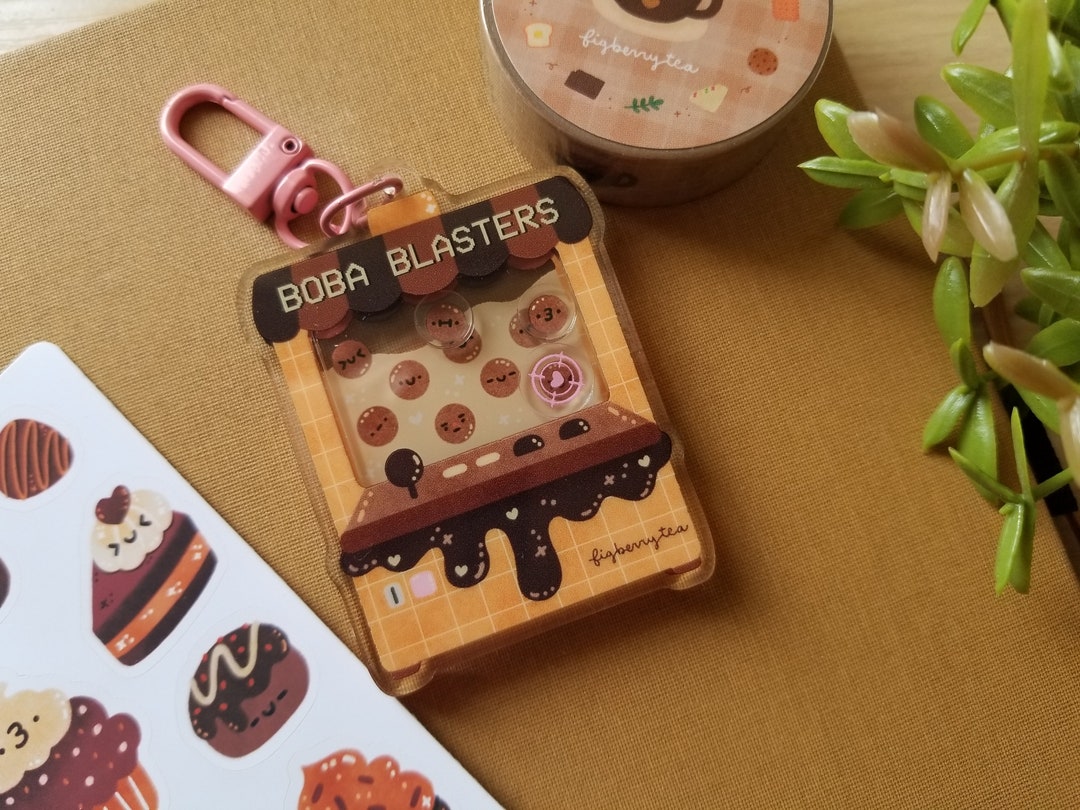 Double Sided Boba Arcade Game Shaker Keychain Kawaii - Etsy
