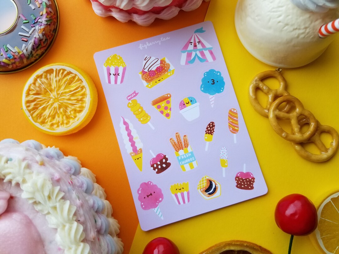 Carnival Food Sticker Sheet Kawaii Stickers Cute Stationery Cute Funnel ...