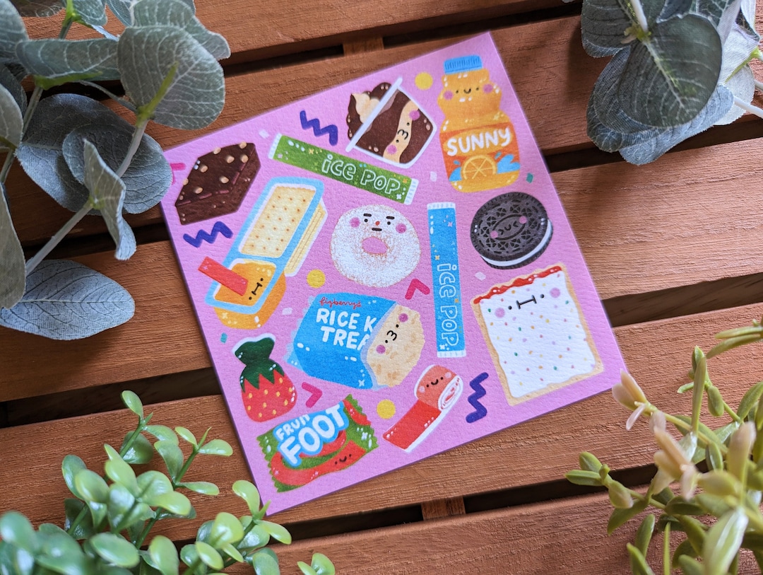 90s Snacks Art Print | Cute Art Print - Kawaii Art Print - Illustrated ...