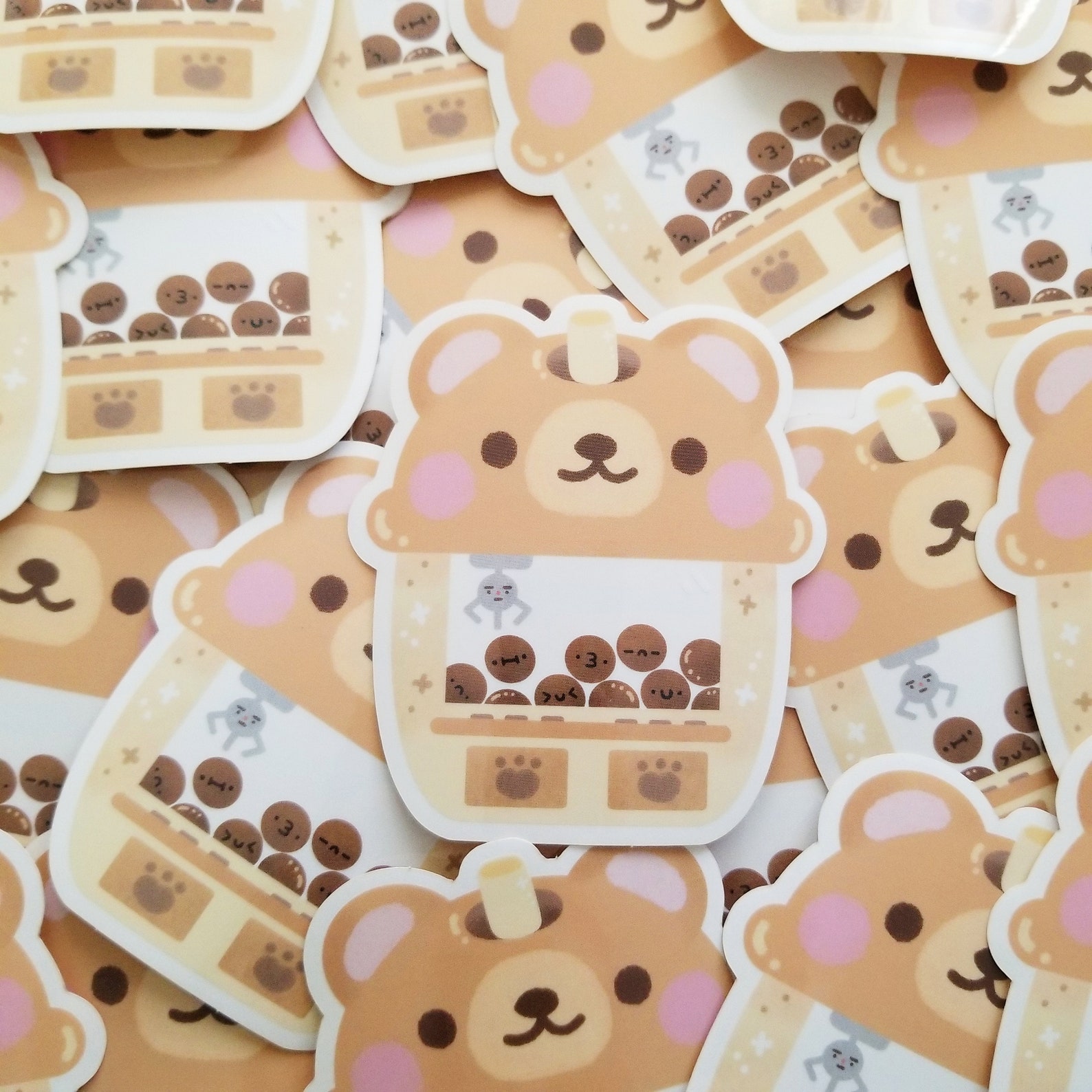 Boba Bear Claw Machine Glossy Clear Vinyl Sticker Bubbletea - Etsy