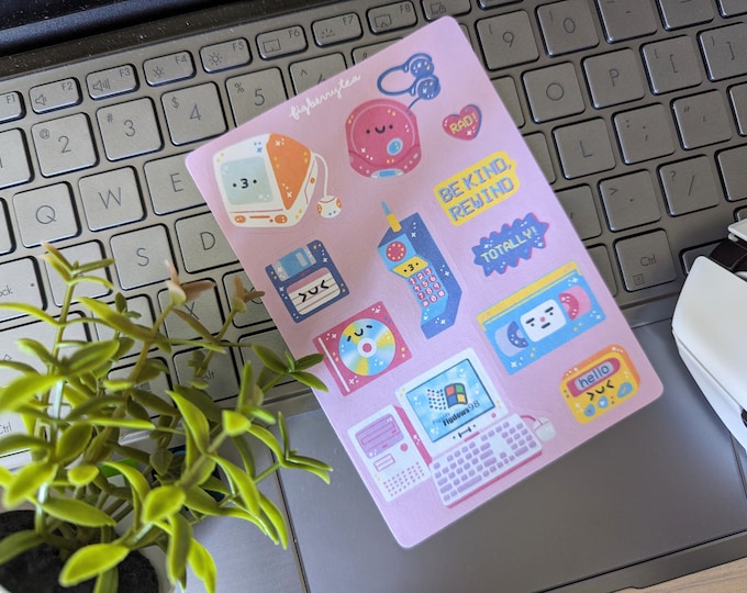 90s Retro Tech Sticker Sheet | Kawaii Stickers - Cute Stationery - Cute ...