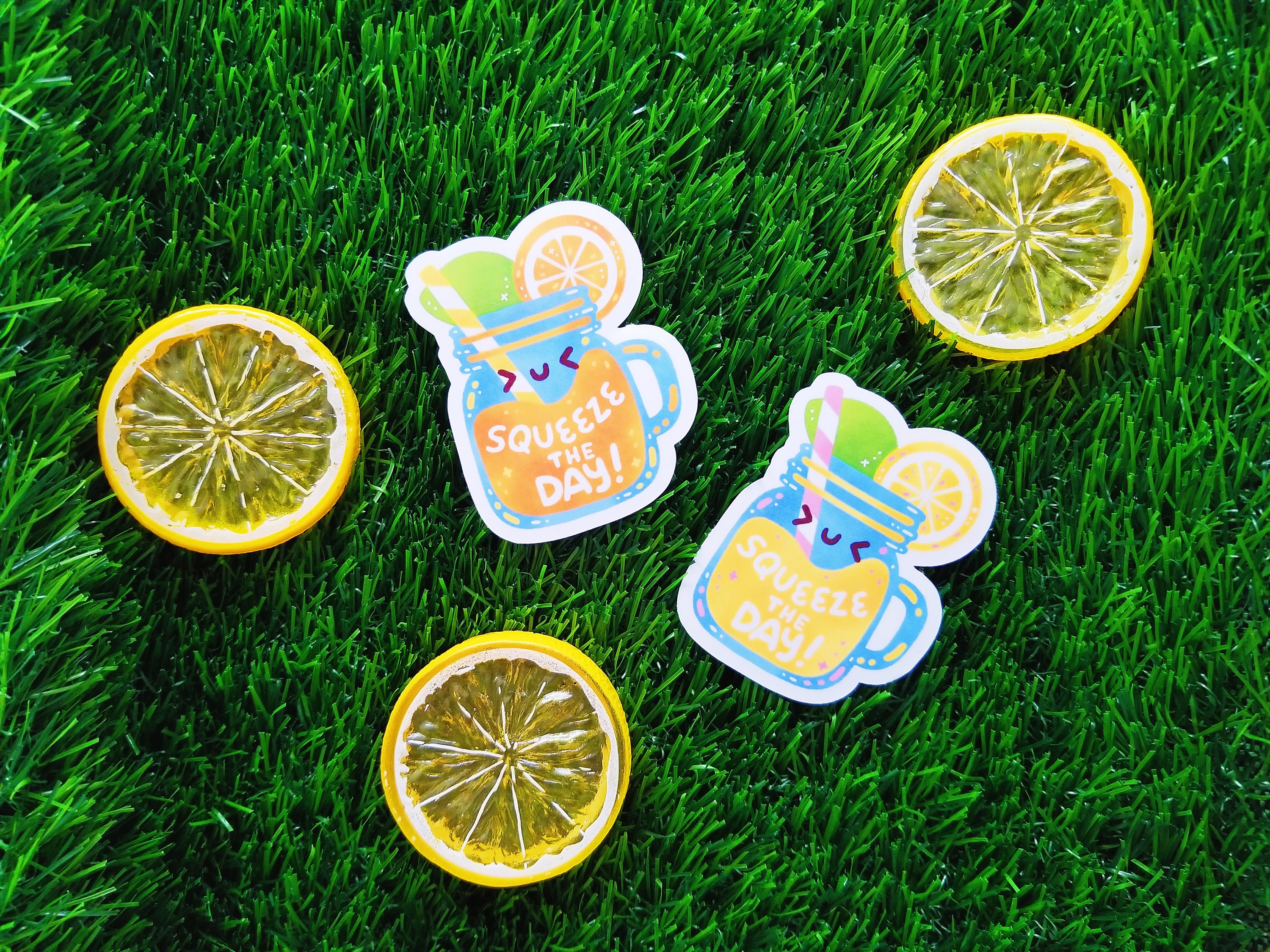 Squeeze the Day Glossy Sticker Food Pun Sticker Lemon - Etsy
