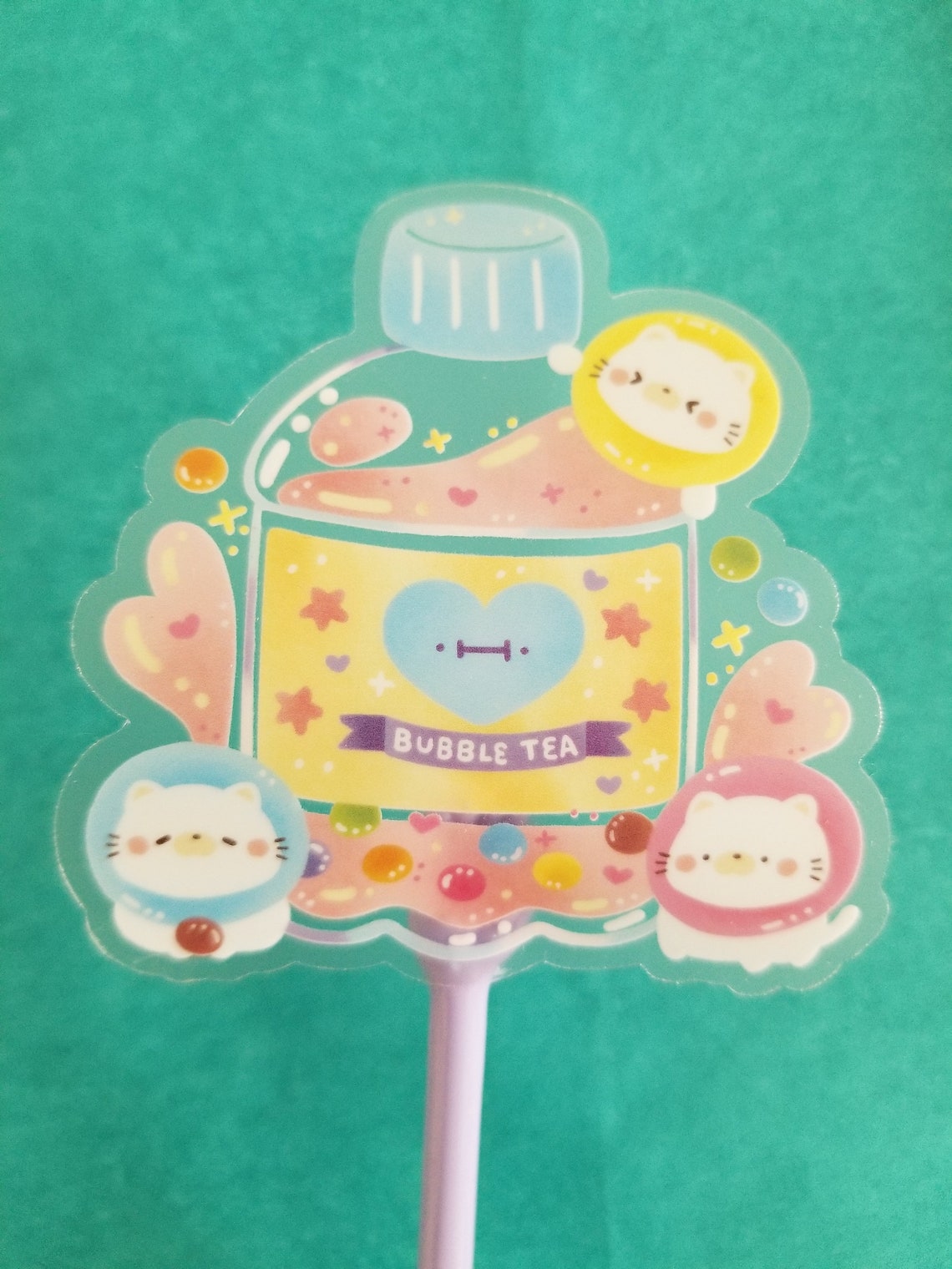 Space Boba Cats Matte Clear Vinyl Sticker Kawaii Vinyl - Etsy