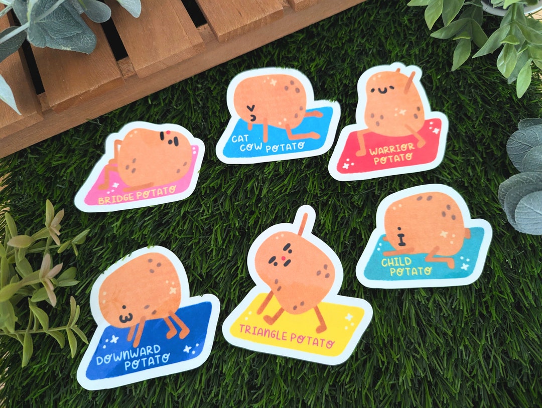 Yoga Potato Vinyl Stickers | Kawaii Sticker - Laptop Sticker - Cute ...