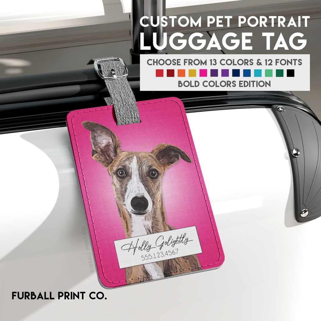 LUGGAGE TAG Made From Pet Portrait Photo Personalized Dog, Cat Bag Tag ...