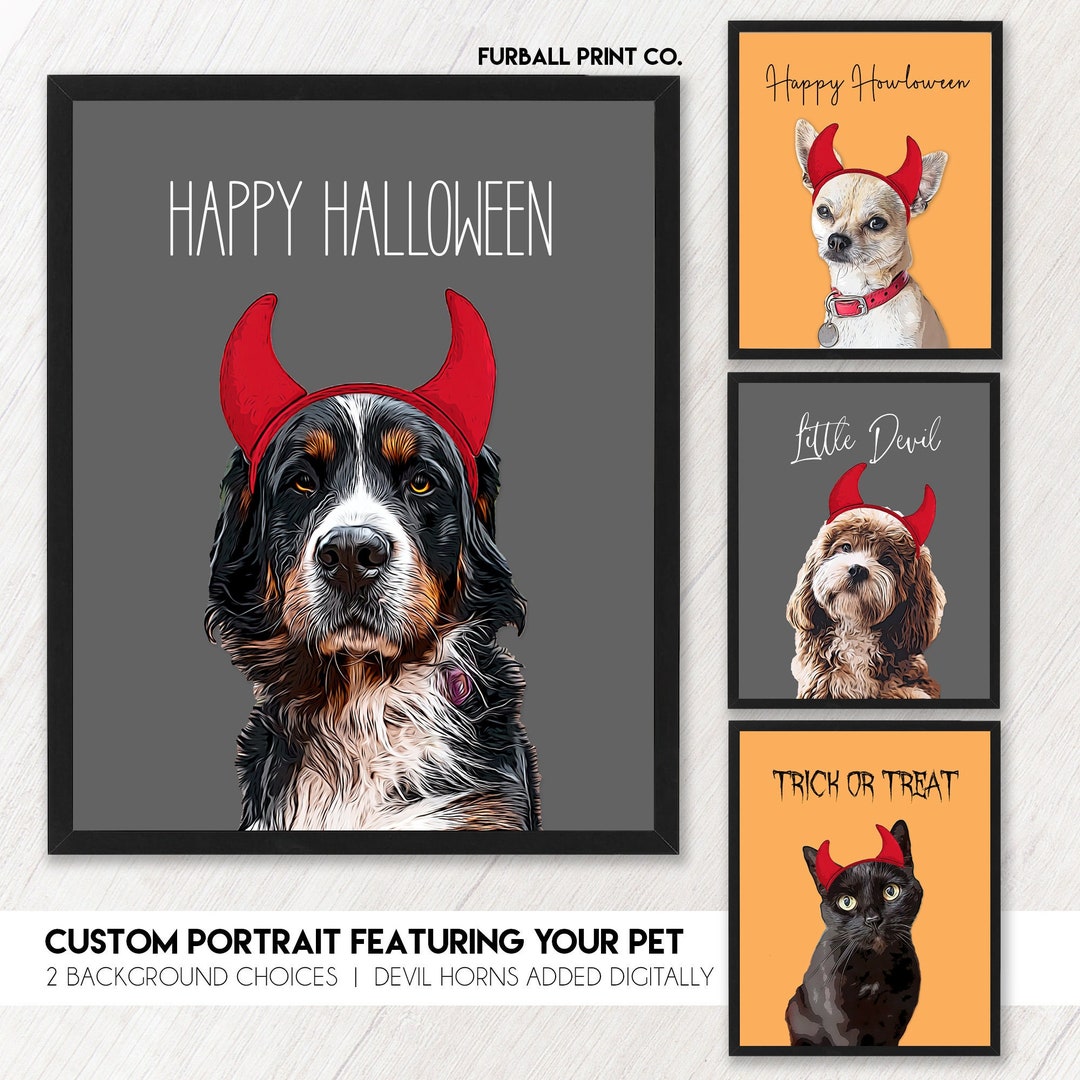Custom Halloween Devil Pet Portrait DIGITAL FILE Dog Cat - Etsy