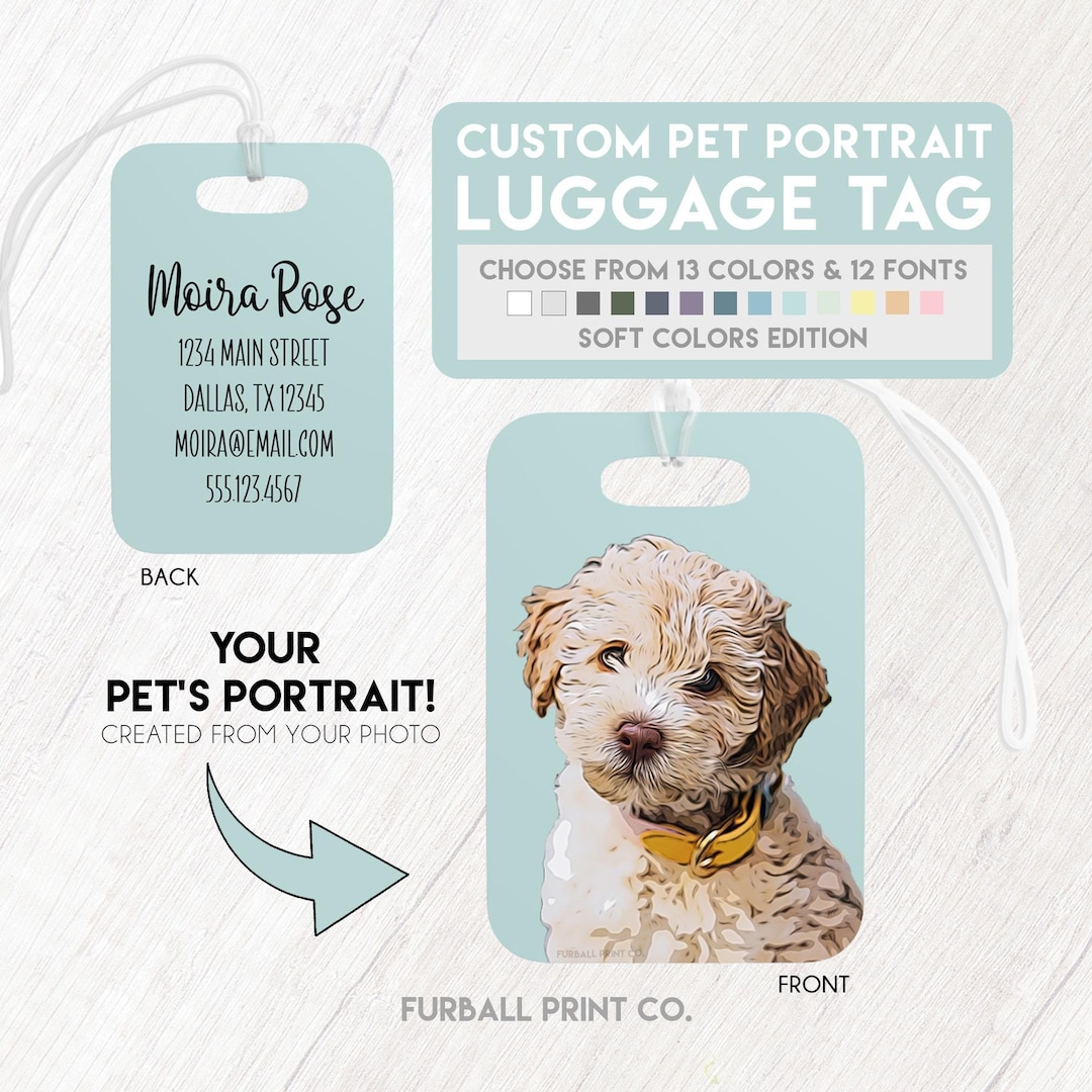 Custom LUGGAGE TAG Made From Pet Photo | Dog + Cat Luggage Label ...
