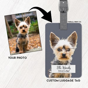 Personalized LUGGAGE TAG Made From Pet Photo | Pet Portrait Baggage Tag ...