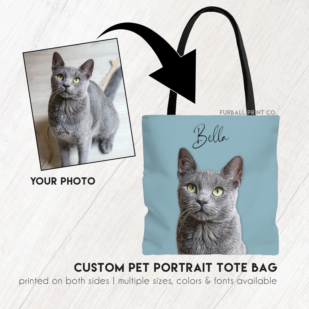 Personalized TOTE BAG With Your Pet | Custom Pet Portrait Bag | Dog ...