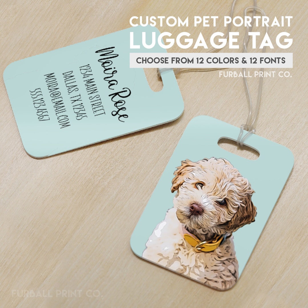 Custom LUGGAGE TAG Made From Pet Photo Dog Cat Luggage Label Suitcase ...