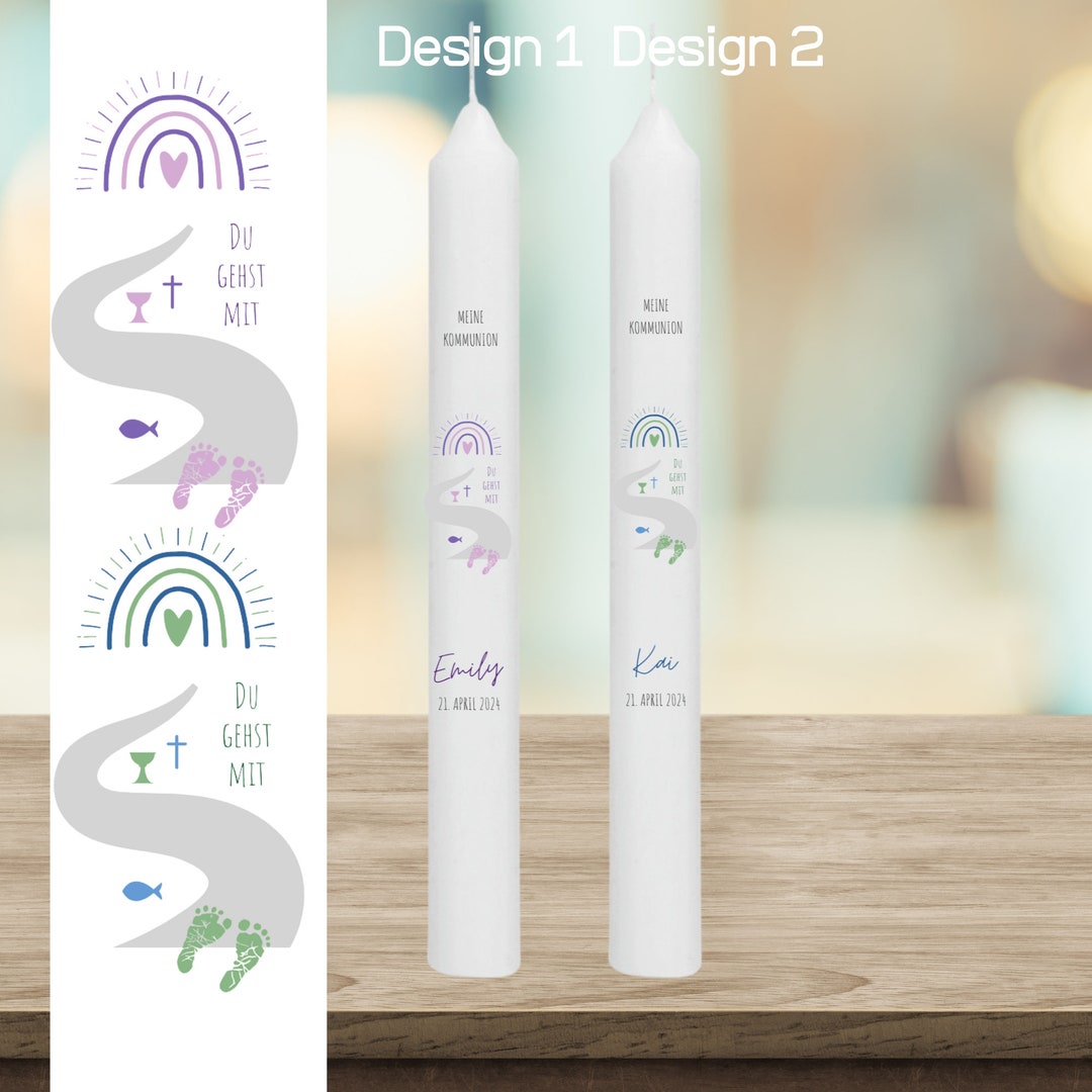 Kommunionkerze Du gehst mit für Mädchen und Jungen personalisiert - Etsy.de