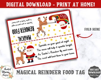 Magic Reindeer Food Treat Topper Printable Christmas Topper - Etsy