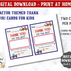 Fill in the Blank Thank You Card for Kids - Tractor Themed Thank You ...