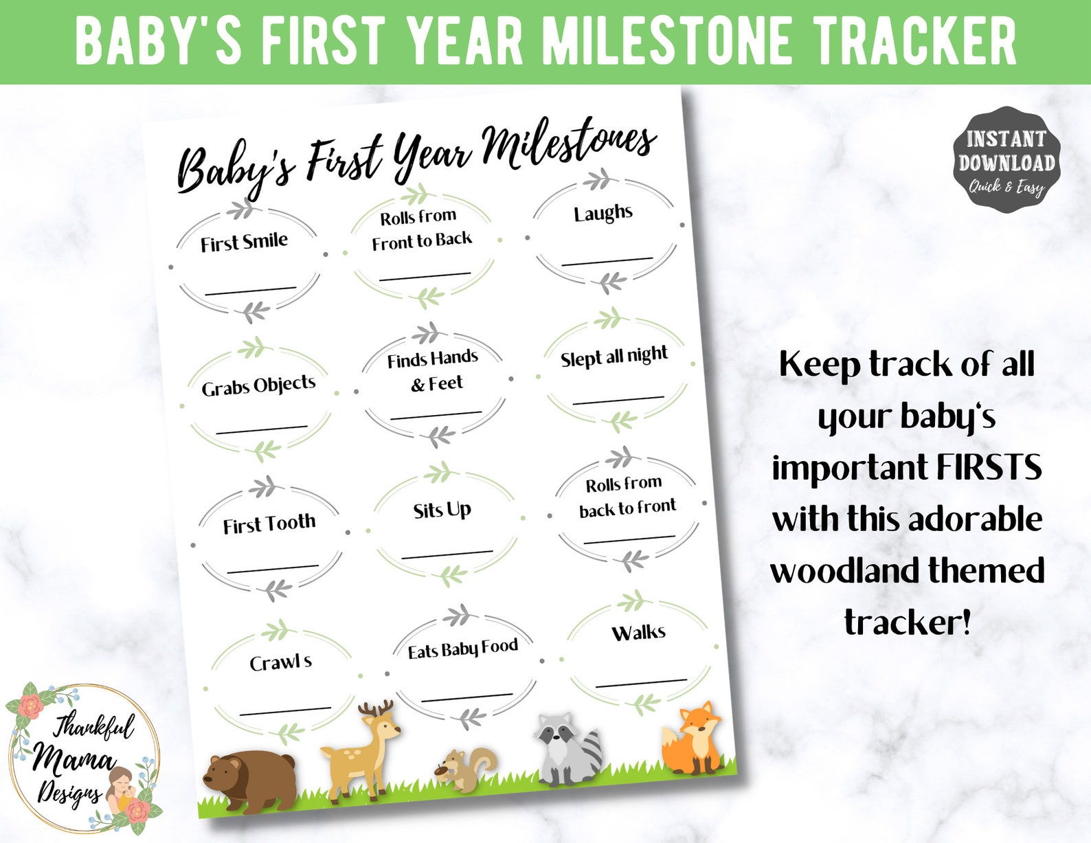 Baby's First Year Milestones Checklist Baby Milestones - Etsy