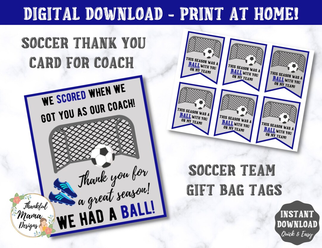 SOCCER COACH and TEAM Cards - Soccer Coach Thank You Card - Soccer Team ...