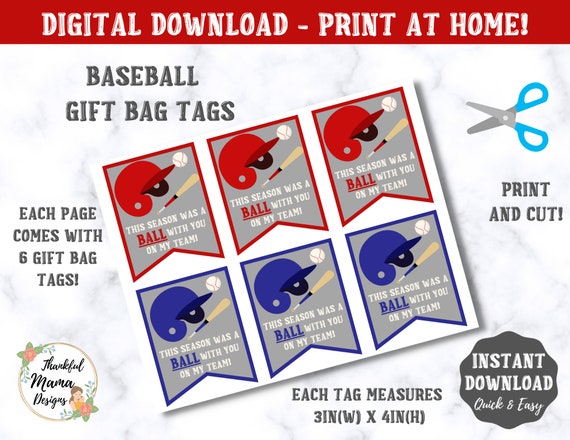 Baseball Gift Tags for Teammates Printable Gift Tags for End - Etsy