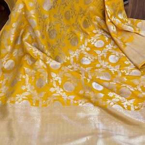 Jangla Banarasi|mango Yellow Color Pure Katan Silk Banarasi Saree With ...