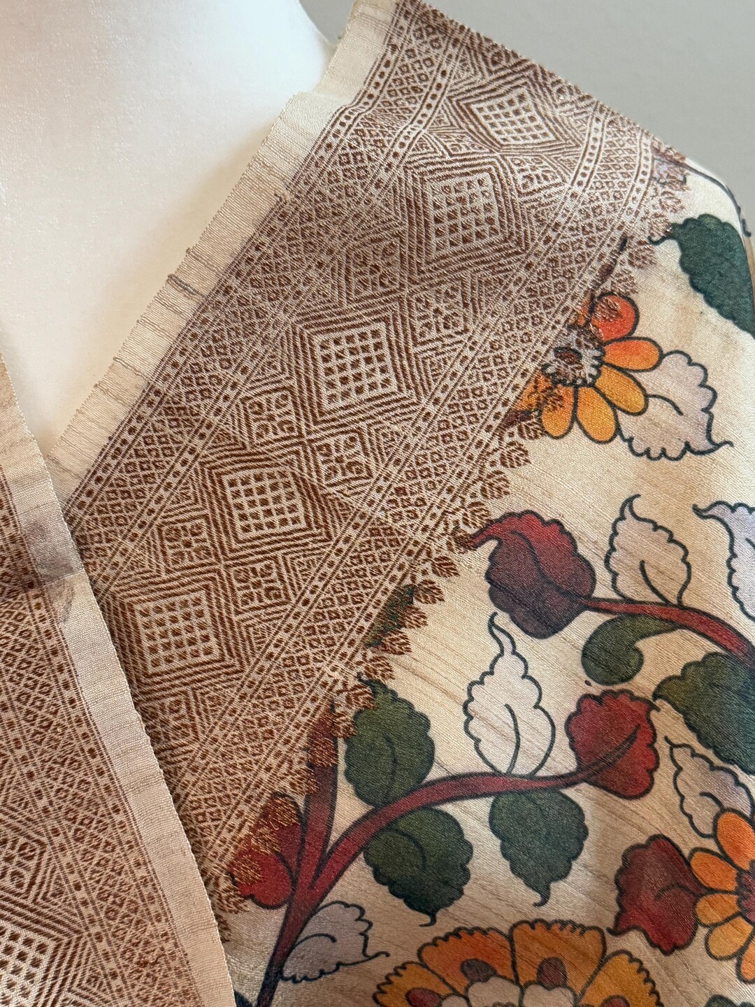Digital Print Tushar Silk Banarasi Duptta With Antique Zari Weaving. - Etsy