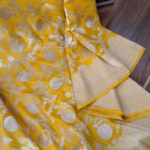 Jangla Banarasi|mango Yellow Color Pure Katan Silk Banarasi Saree With ...