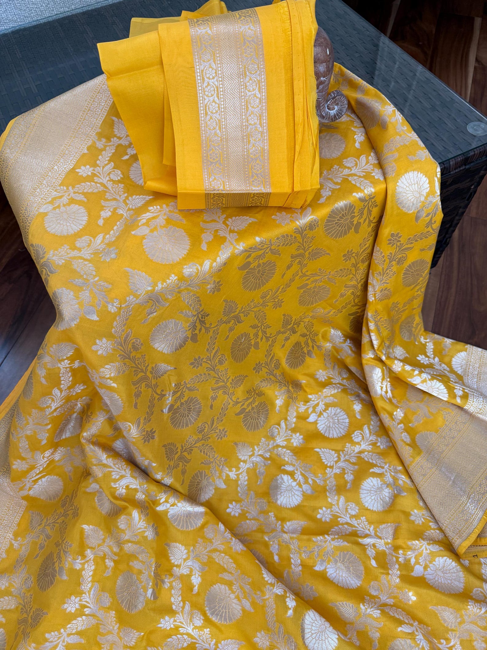 Jangla Banarasi|mango Yellow Color Pure Katan Silk Banarasi Saree With ...