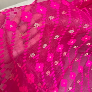 Rani Pink Dhakai Jamdani Saree muslin Jamdani Saree Handwoven Jamdani ...