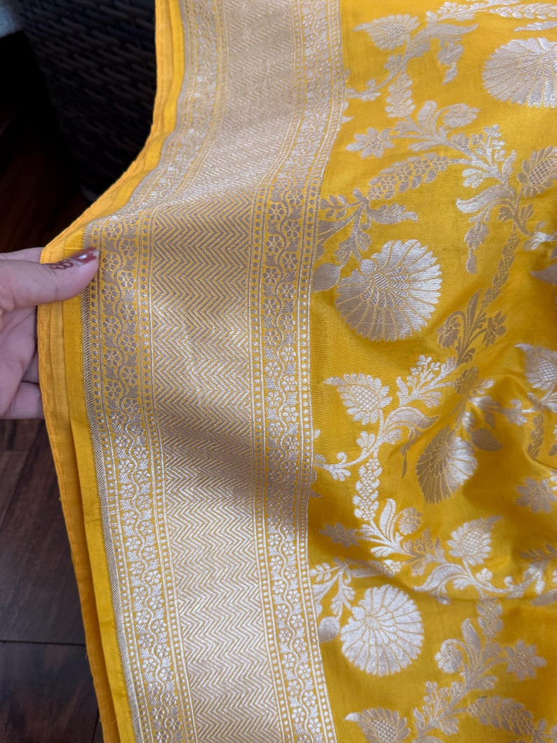 Jangla Banarasi|mango Yellow Color Pure Katan Silk Banarasi Saree With ...