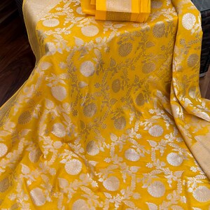 Jangla Banarasi|mango Yellow Color Pure Katan Silk Banarasi Saree With ...