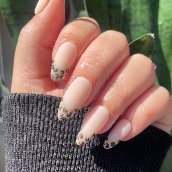 Cheetah Print French Tip Nails - Etsy