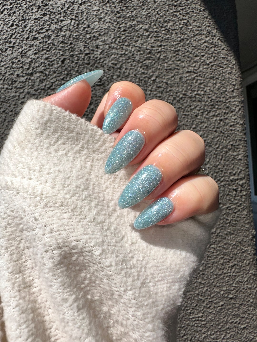 Baby Blue Reflective Nails | Baby Blue Glitter Nails | Baby Blue ...