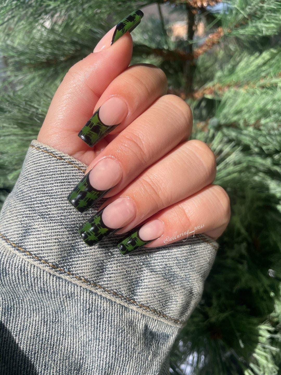 Green Buffalo Plaid Press on Nail Set - Etsy