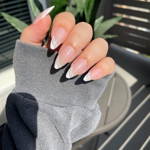 White Slanted French Nails Press on Nail | French Tip Nails | White Tip ...