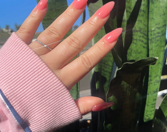 Pink Color Press on Nail Set With Prep Kit - Etsy