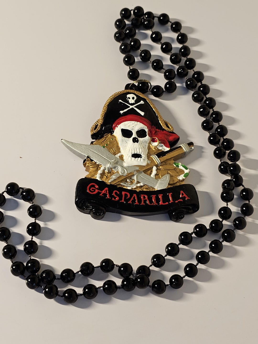 Gasparilla Pirate Skull Crossed Sword & Musket Mardi Gras Bead Necklace ...