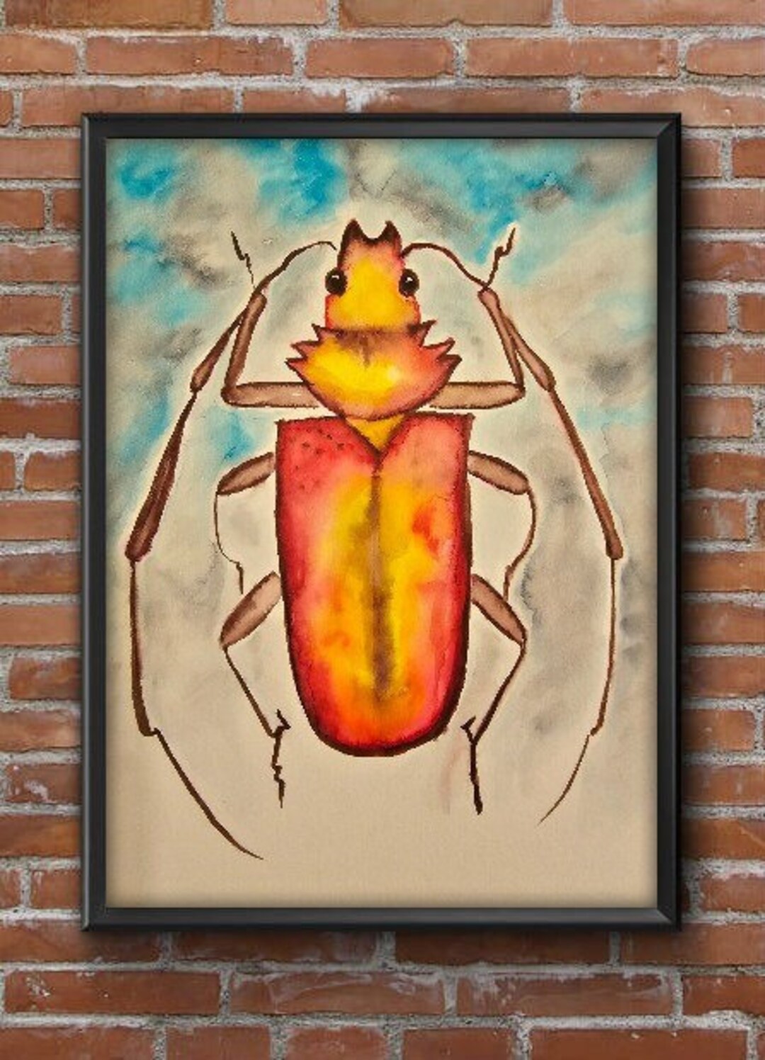 Beetle Watercolor Painting Original Insect Wall Decor Painting - Etsy