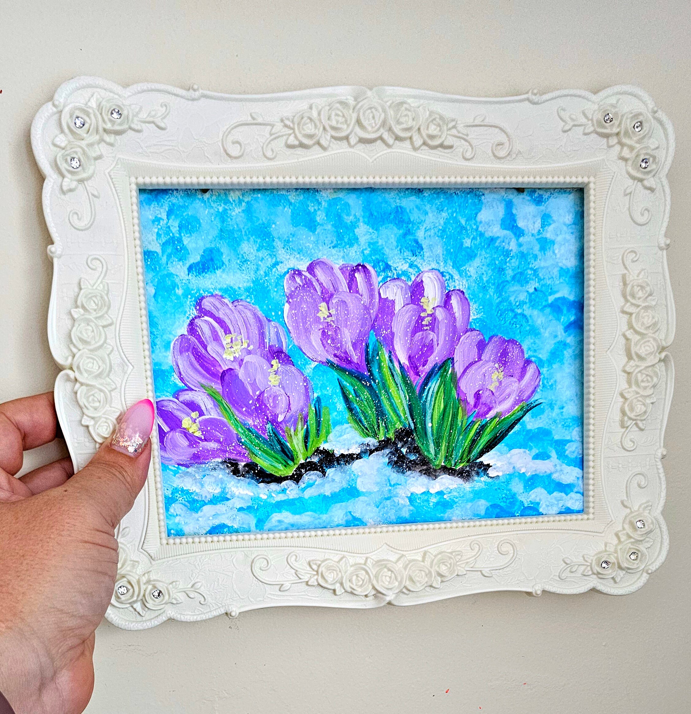 Miniature Painting With Watercolor Spring Flowers - Snowdrops Crocus ...