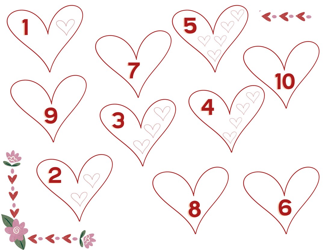 Conteo y reconocimiento de números de San Valentín - Etsy España