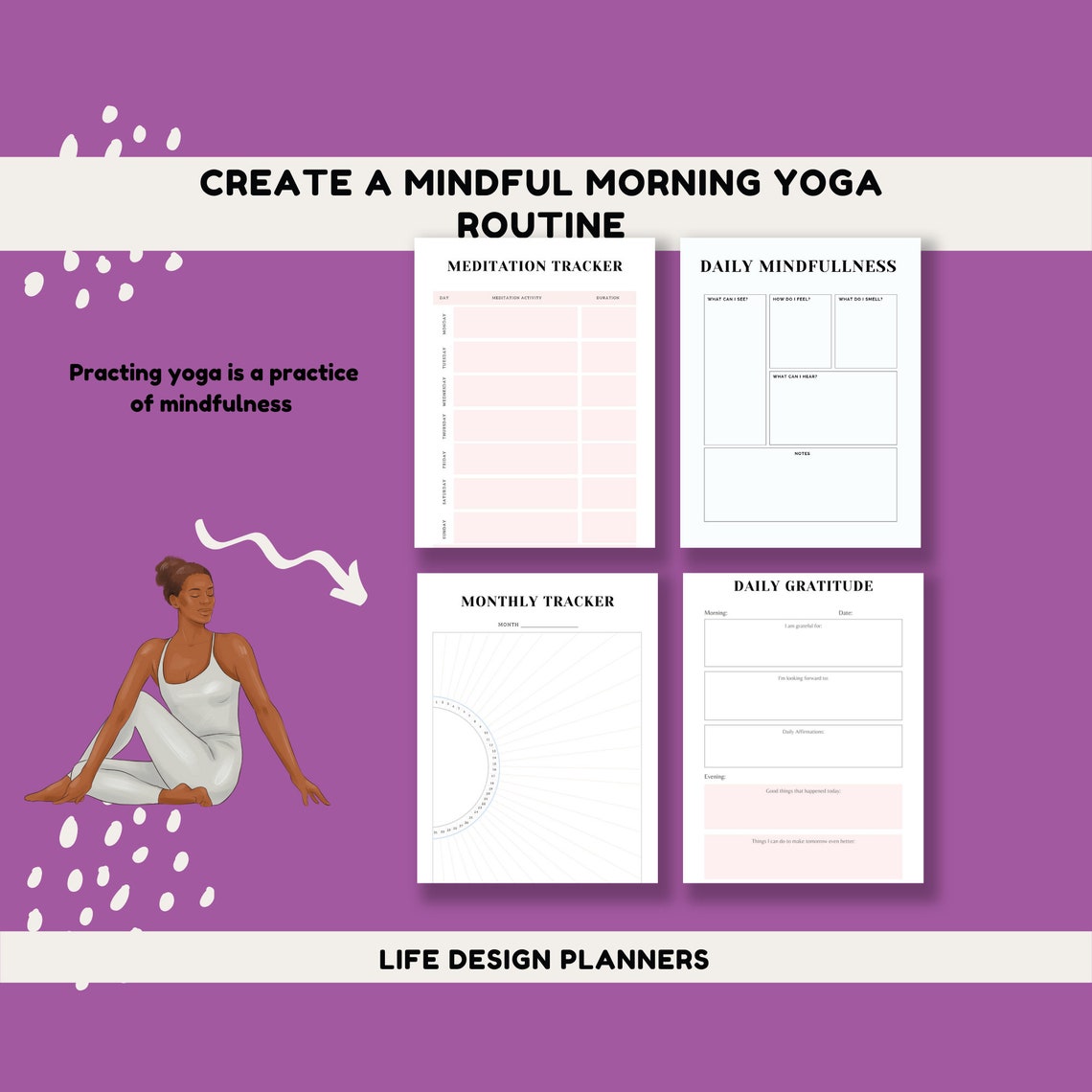 Yoga Planner Yoga Printable Health Planner Health Tracker Instant PDF ...