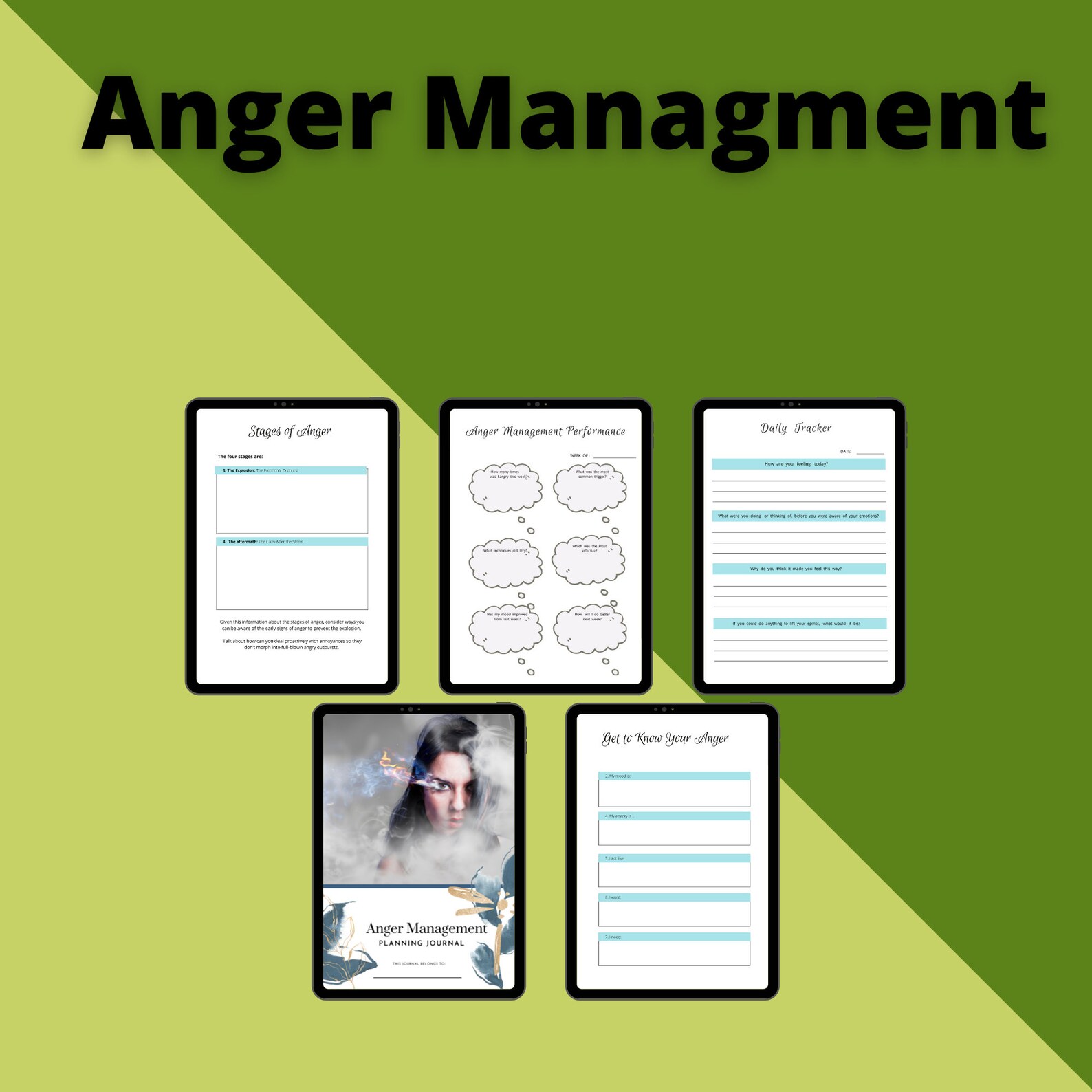 Anger Management Journal Anger Tracker Mental Health Journal Instant ...