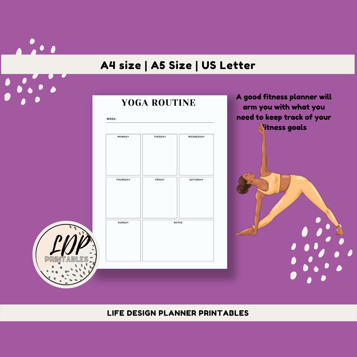 Yoga Planner Yoga Printable Health Planner Health Tracker Instant PDF ...