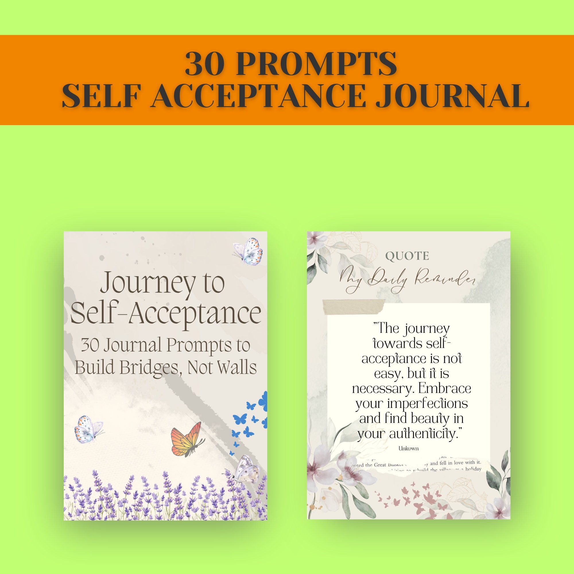 Self Acceptance Journal | Journal Prompts | Self Care Journal | Self ...