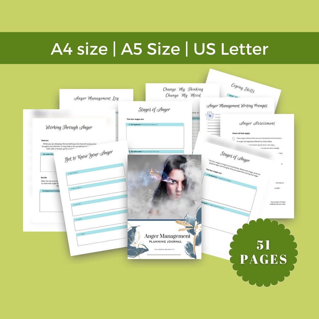 Anger Management Journal Anger Tracker Mental Health Journal Instant ...