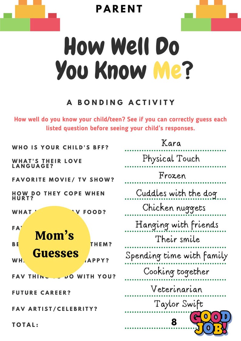 Parent Child Connection Activities | Fun Bonding Worksheets ...