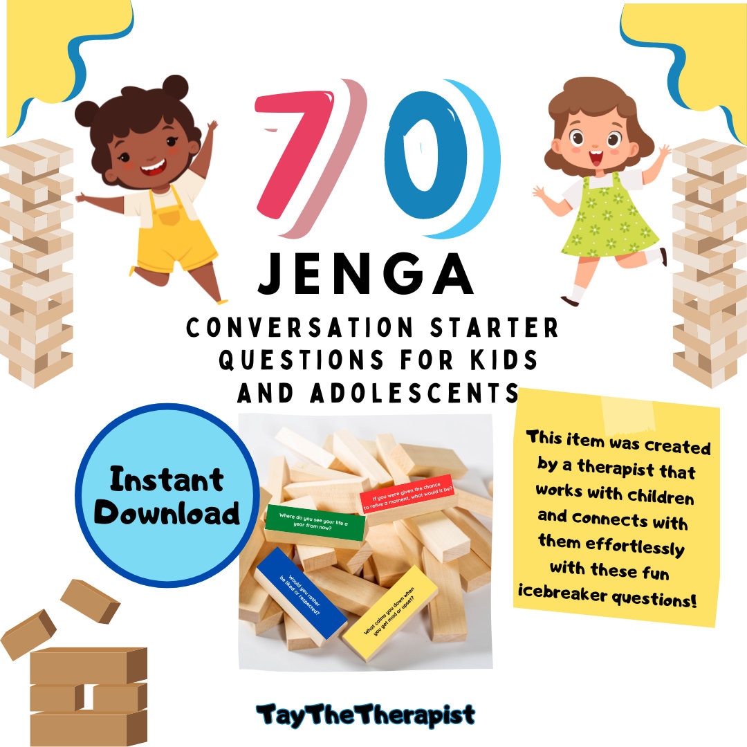 Jenga Game: 70 Conversation Starter Cards for Kids (PDF) - Etsy