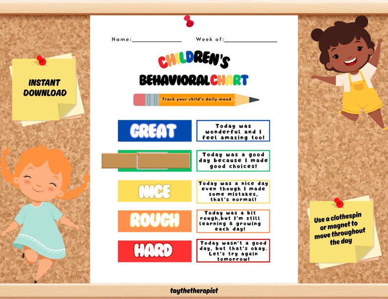 Kids Behavior Chart Printable: Easy-to-use System for Good Behavior ...